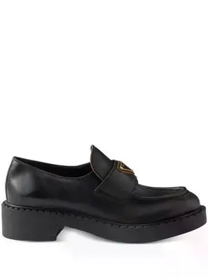 Prada Leather Loafers With Enameled Triangle Logo