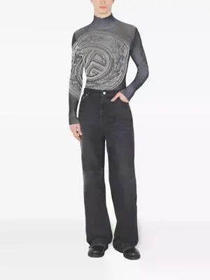 JEAN PAUL GAULTIER Cotton Jeans With Cut-out Detail - Black