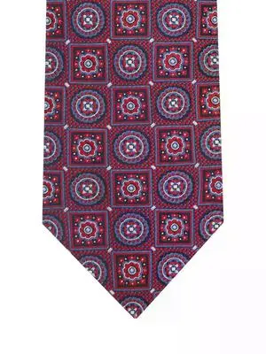Etro Jacquard Patchwork Design Tie - Red