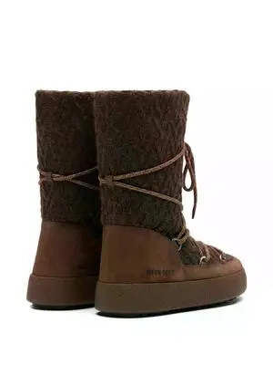 Moon Boot Cocoa Cable Knit Lace-up Boots - Brown