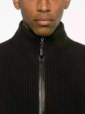 Brioni Zip-fastening Ribbed High Neck Cardigan