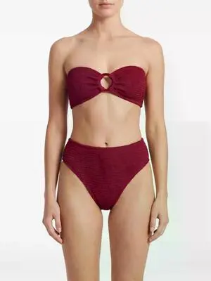 PARAMIDONNA Burgundy Ring Detail Textured Two-piece Swimsuit - Red