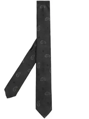 Thom Browne Paisley Jacquard Silk Neck Tie - Grey