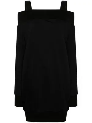 Yohji Yamamoto Square-neck Cady Midi Dress - Black