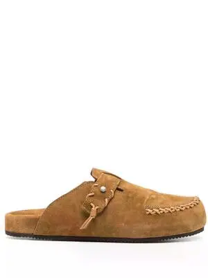 BUTTERO® Decorative Stitching Suede Slippers - Brown