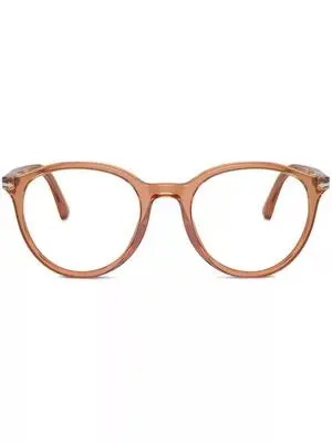 Persol Persol Round Frame Acetate Eyeglasses Brown
