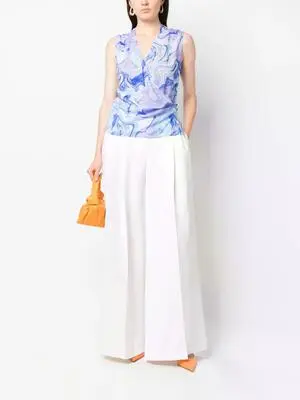 Bcbgmaxazria Marbled Pattern Sleeveless V-neck Blouse