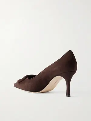 Manolo Blahnik Maysale 70 Buckled Suede Pumps