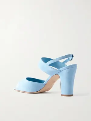 Manolo Blahnik Khiko Suede Slingback Sandals - Blue