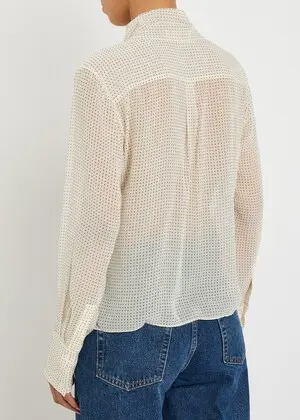 FRAME Polka-dot Tie-neck Silk Blouse