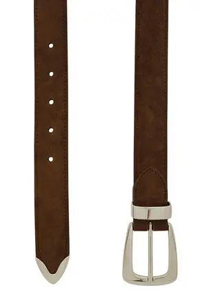 Khaite Benny Suede Belt - Brown