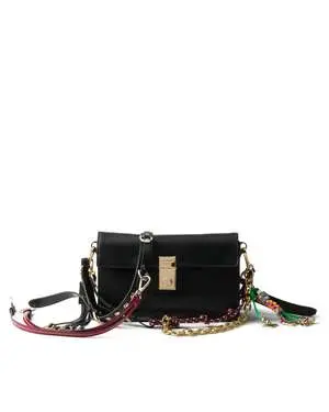 Prada Soft Sound Small Leather Shoulder Bag With Charms