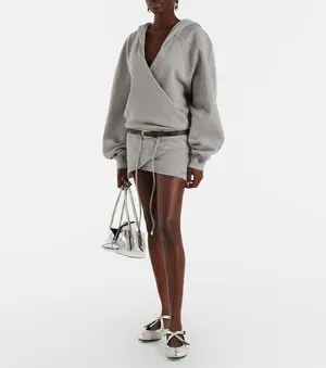 Attico Cotton Jersey Sweatshirt Dress - Grey