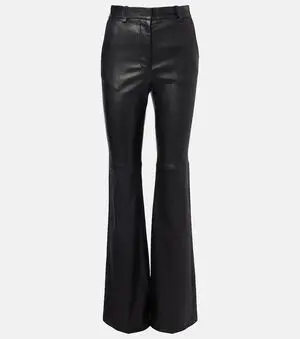 JOSEPH Tafira Mid-rise Leather Flared Trousers - Black