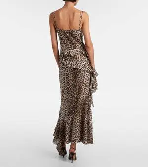 JACQUES WEI Leopard-print Silk Maxi Dress