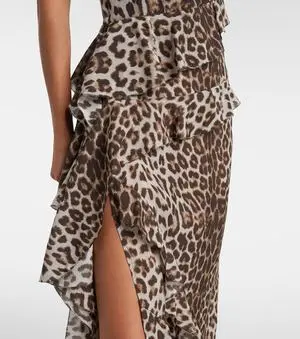 JACQUES WEI Leopard-print Silk Maxi Dress