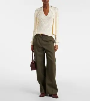 Ralph Lauren Cable-knit Halterneck Silk Top - White