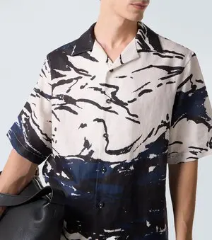 Commas Printed Linen Bowling Shirt - Multicoloured