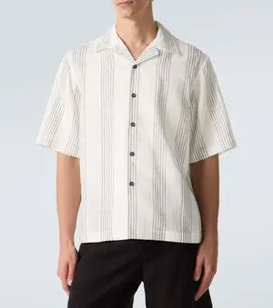 Commas Textured Striped Cotton Bowling Shirt