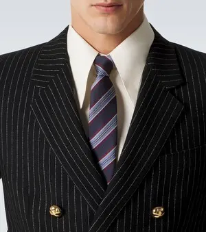 Valentino Garavani Striped Silk Jacquard Neck Tie - Blue