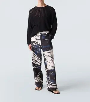 Commas Printed Linen Straight Leg Trousers