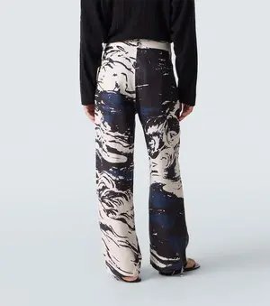 Commas Printed Linen Straight Leg Trousers