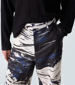 Commas Printed Linen Straight Leg Trousers