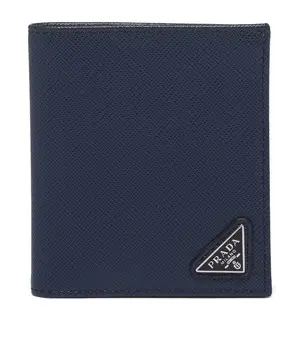 Prada Saffiano Leather Logo Wallet - Blue