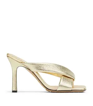 Bottega Veneta Riva Metallic Lambskin Heeled Mules