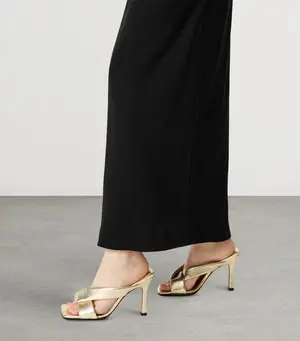 Bottega Veneta Riva Metallic Lambskin Heeled Mules