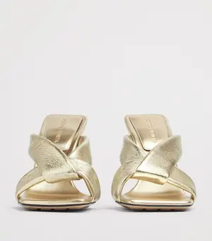 Bottega Veneta Riva Metallic Lambskin Heeled Mules