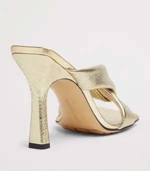 Bottega Veneta Riva Metallic Lambskin Heeled Mules