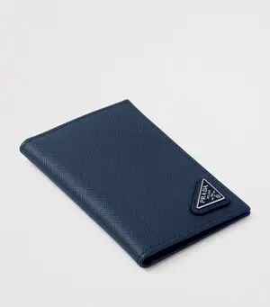 Prada Saffiano Leather Bi-fold Card Holder - Blue