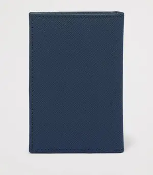 Prada Saffiano Leather Bi-fold Card Holder - Blue
