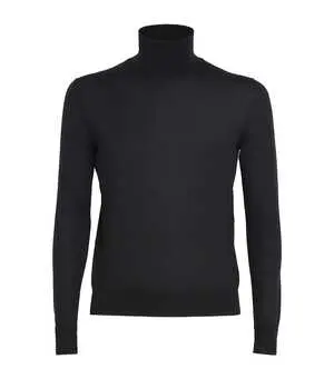 Isaia Wool-silk-cashmere Rollneck Sweater - Black
