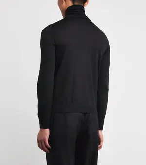 Isaia Wool-silk-cashmere Rollneck Sweater - Black