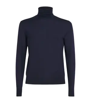 Isaia Wool-silk-cashmere Rollneck Sweater - Blue