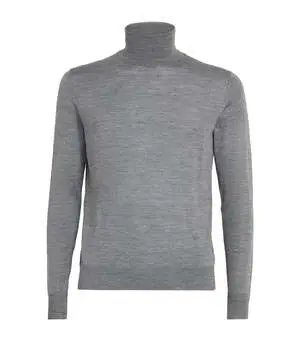 Isaia Wool-silk-cashmere Rollneck Sweater - Grey