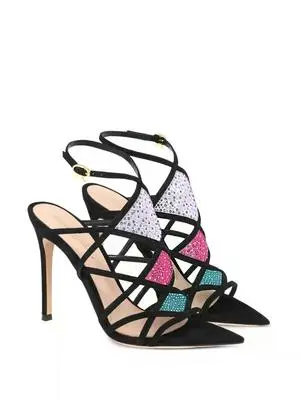 GIANVITO ROSSI Suede Confetti Embellished Strappy Stiletto Sandals