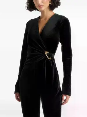Manière De Voir Velour-effect Jumpsuit - Black
