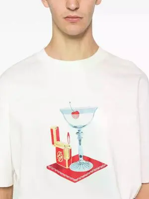 Drole De Monsieur Cocktail Graphic Print T-shirt - Neutrals