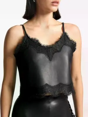 Manière De Voir Lace Trimmed Vegan Leather Camisole