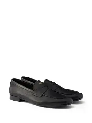 Prada Leather Band Logo Loafers