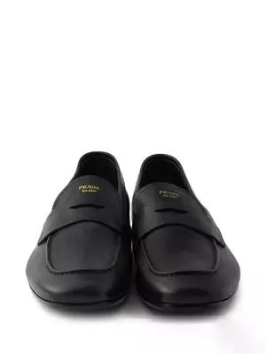 Prada Leather Band Logo Loafers