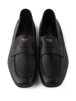 Prada Leather Band Logo Loafers