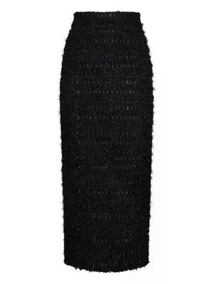 Thom Browne Satin Ribbon Frayed Maxi Skirt - Black