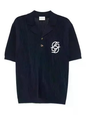 Drole De Monsieur Polo Maille Monogramme Polo Shirt - Blue