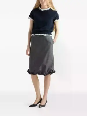Prada Embellished Ribbed Knit Top - Blue