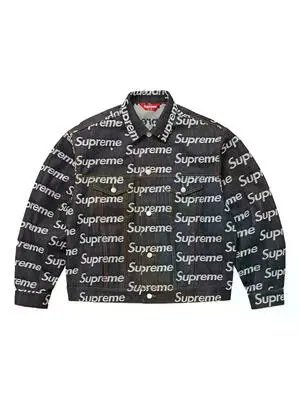 Supreme Jacquard Logo Denim Jacket - Black