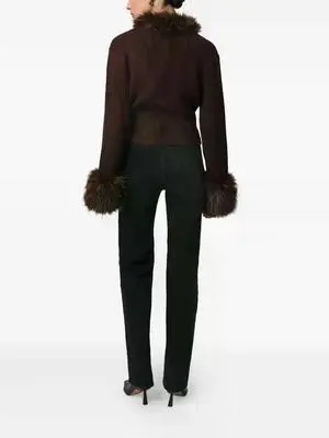 Apparis Rosa Cardigan With Faux-fur Trim - Brown